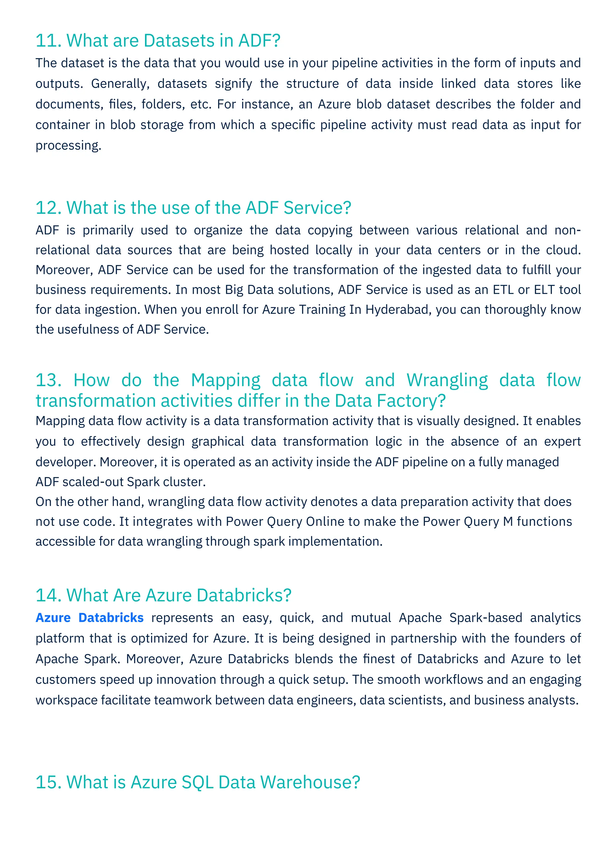 Azure Data Factory Interview Questions PDF By ScholarHat | PDF