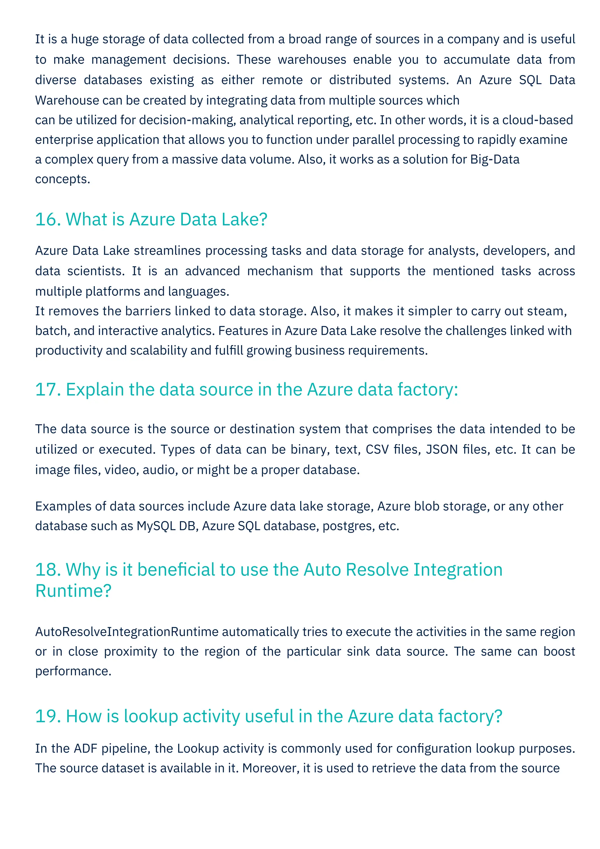Azure Data Factory Interview Questions PDF By ScholarHat | PDF