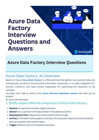 Azure Data Factory Interview Questions PDF By ScholarHat | PDF