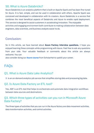 Azure Data Factory Interview Questions PDF By ScholarHat | PDF