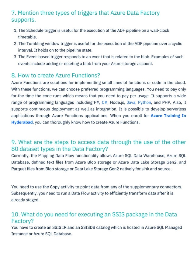 Azure Data Factory Interview Questions PDF By ScholarHat | PDF