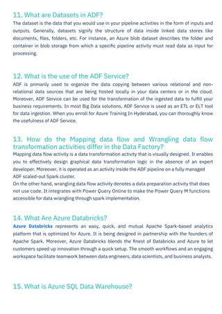 Azure Data Factory Interview Questions PDF By ScholarHat | PDF