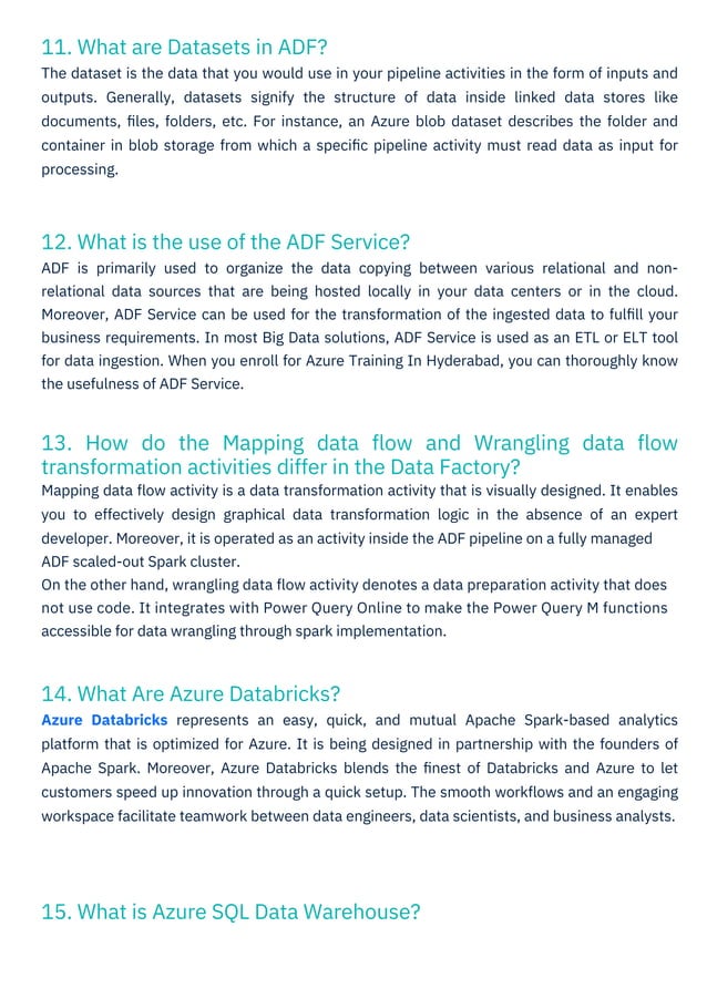 Azure Data Factory Interview Questions PDF By ScholarHat | PDF