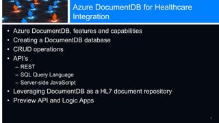 Azure DocumentDB for Healthcare Integration - Part 2 | PPTX | Databases | Computer Software and ...