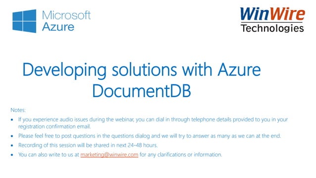 Developing Solutions with Azure DocumentDB | PPT