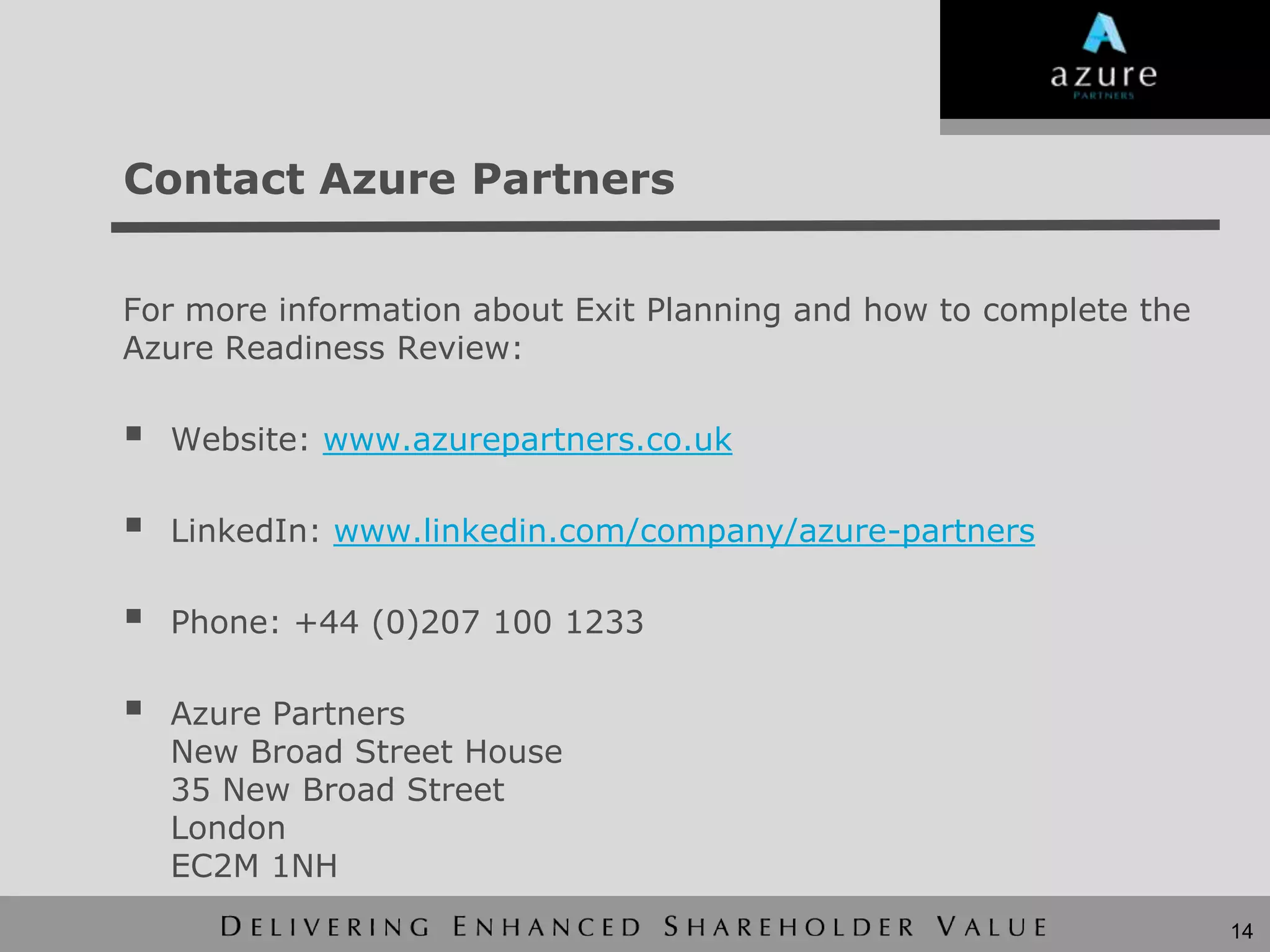 Azure Exit Readiness Review | PPTX