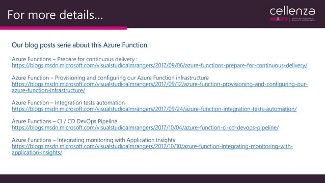 Azure function DevOps pipeline, ALM / DevOps Rangers feedbacks | PPT