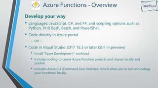Developing Azure Functions as custom connectors for Flow and Nintex | PPTX | Cloud Computing ...
