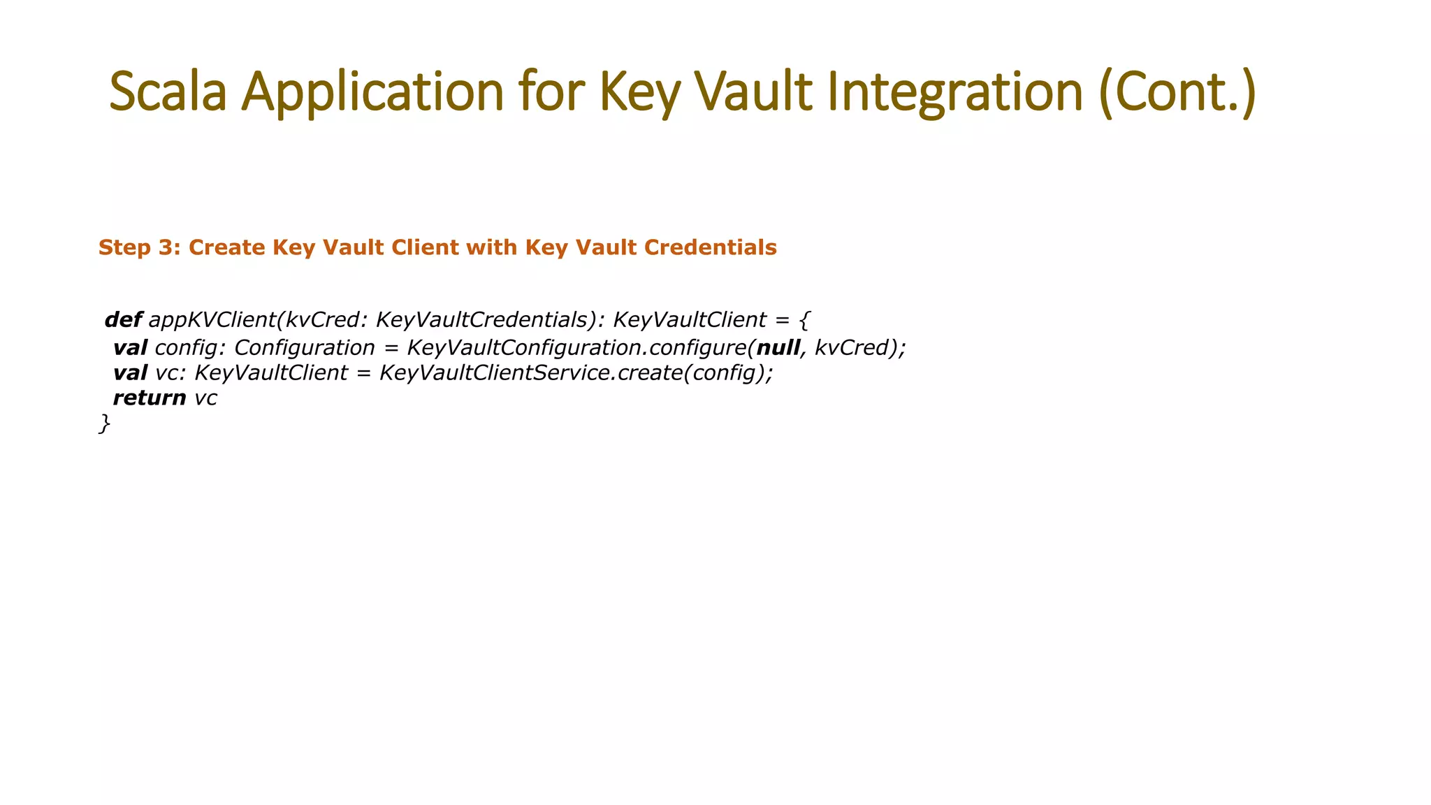 Azure Key Vault Integration in Scala | PPTX