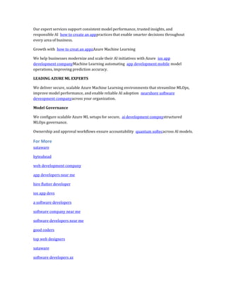 Azure Machine Learning Consulting & MLOps Services | PDF