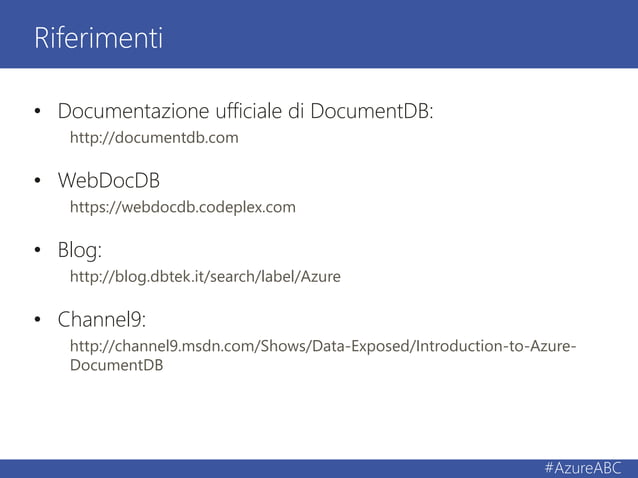 Azure No-Sql approach: DocumentDB | PPT