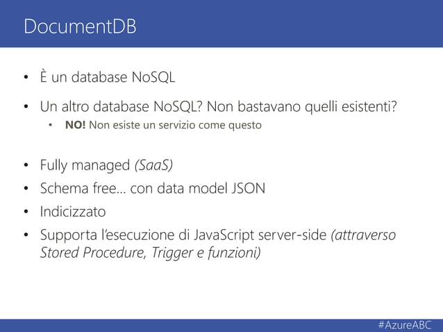 Azure No-Sql approach: DocumentDB | PPTX