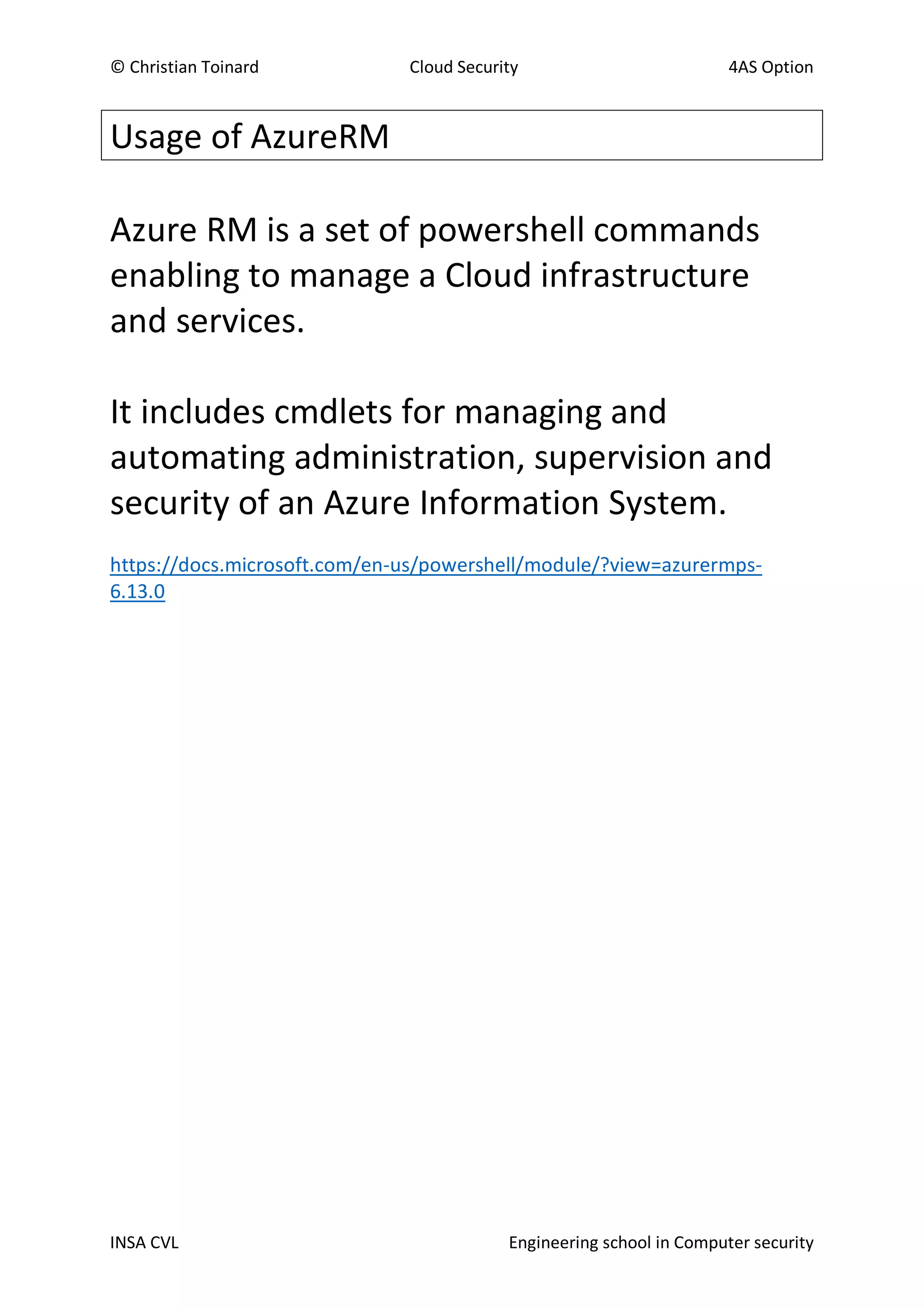 Azure powershell management