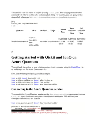 Azure Quantum with IBM Qiskit and IonQ QPU | PDF