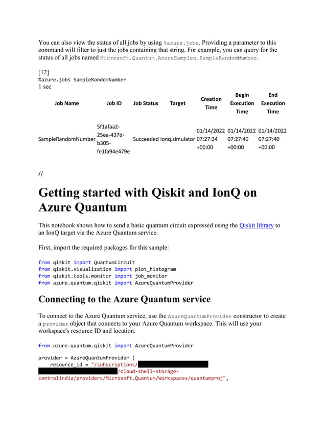 Azure Quantum with IBM Qiskit and IonQ QPU | PDF