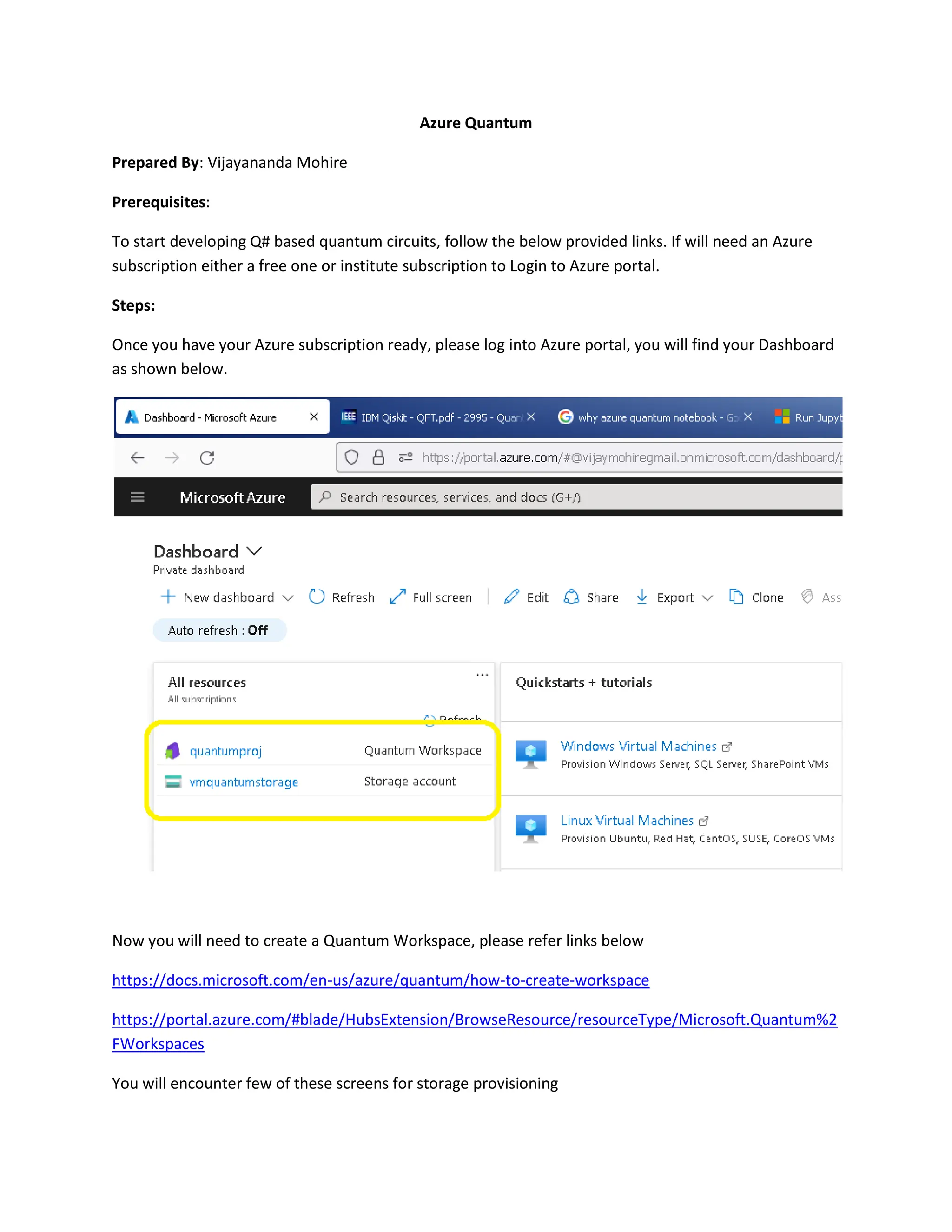 Azure Quantum Workspace For Developing Q Based Quantum Circuits Pdf