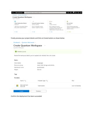 Azure Quantum Workspace for developing Q# based quantum circuits | PDF