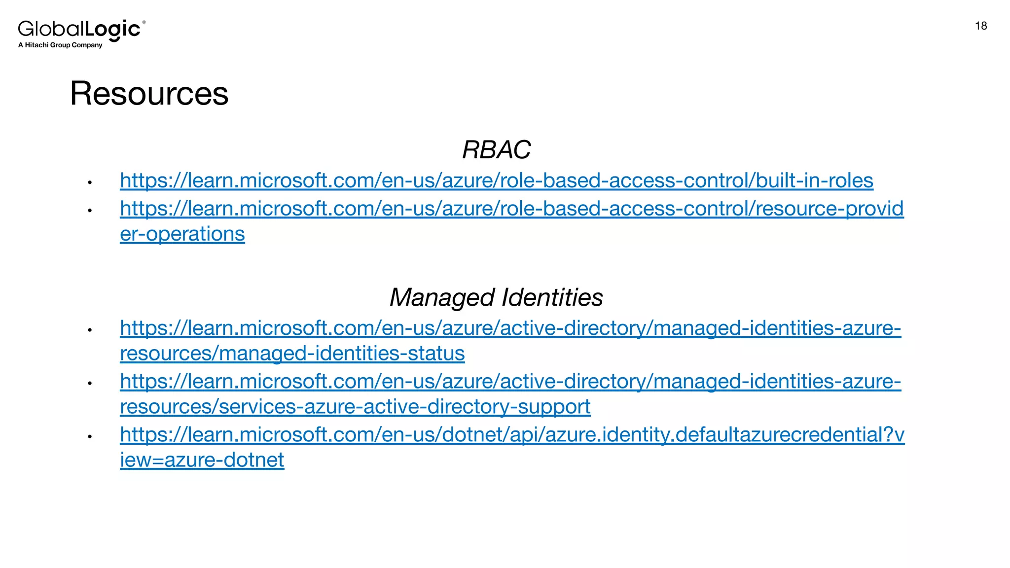 GlobalLogic .NET Webinar #2 “Azure RBAC and Managed Identity” | PDF