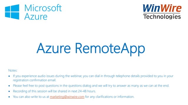 Azure RemoteApp for Enterprise Architecture | PPTX | Cloud Computing | Internet