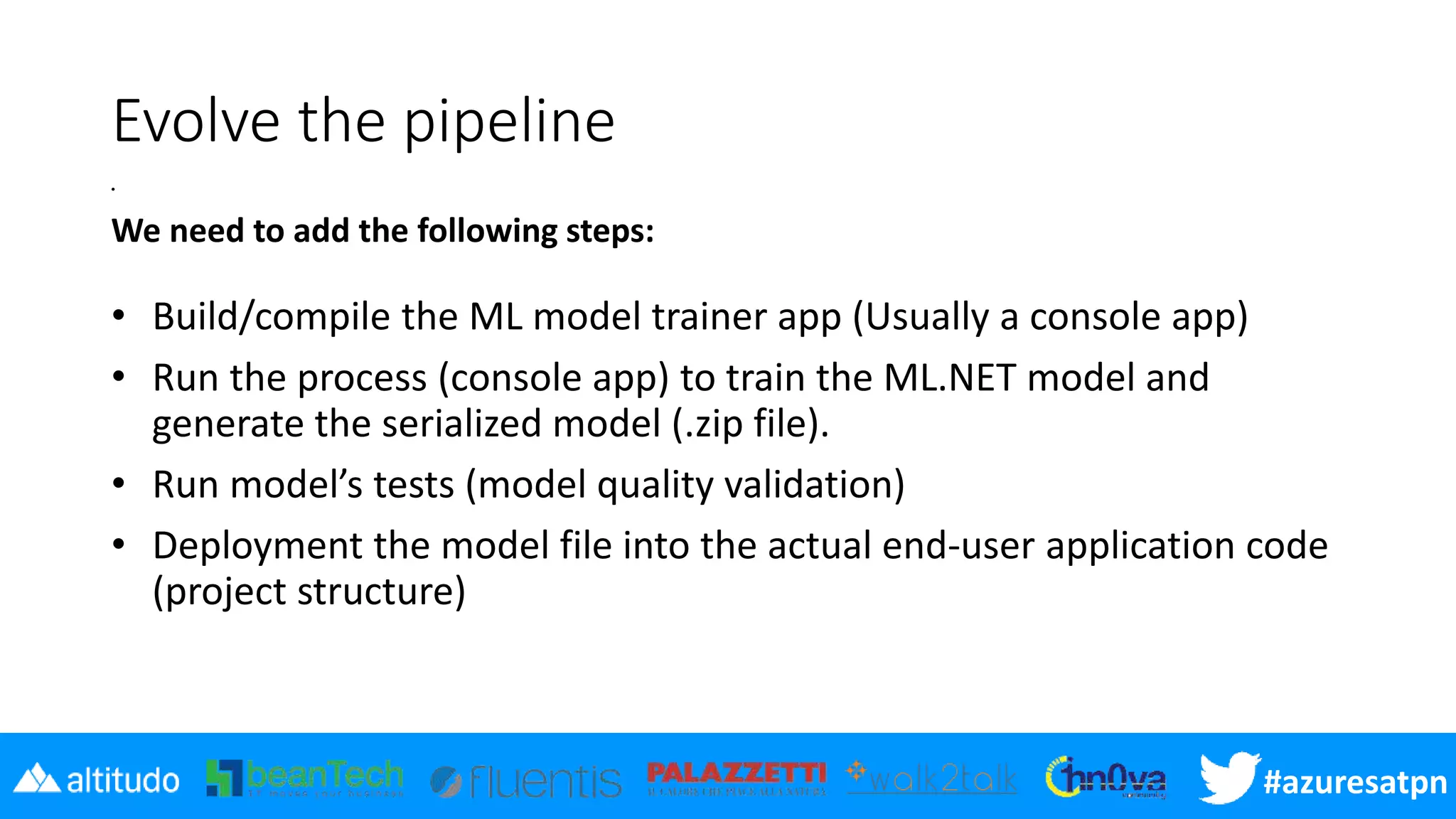 Azure saturday Pordenone 2019 - ML.NET model lifecycle with azure devops | PPT