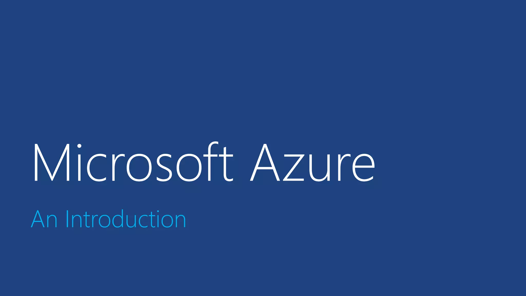 Introduction to Microsoft Azure | PPT