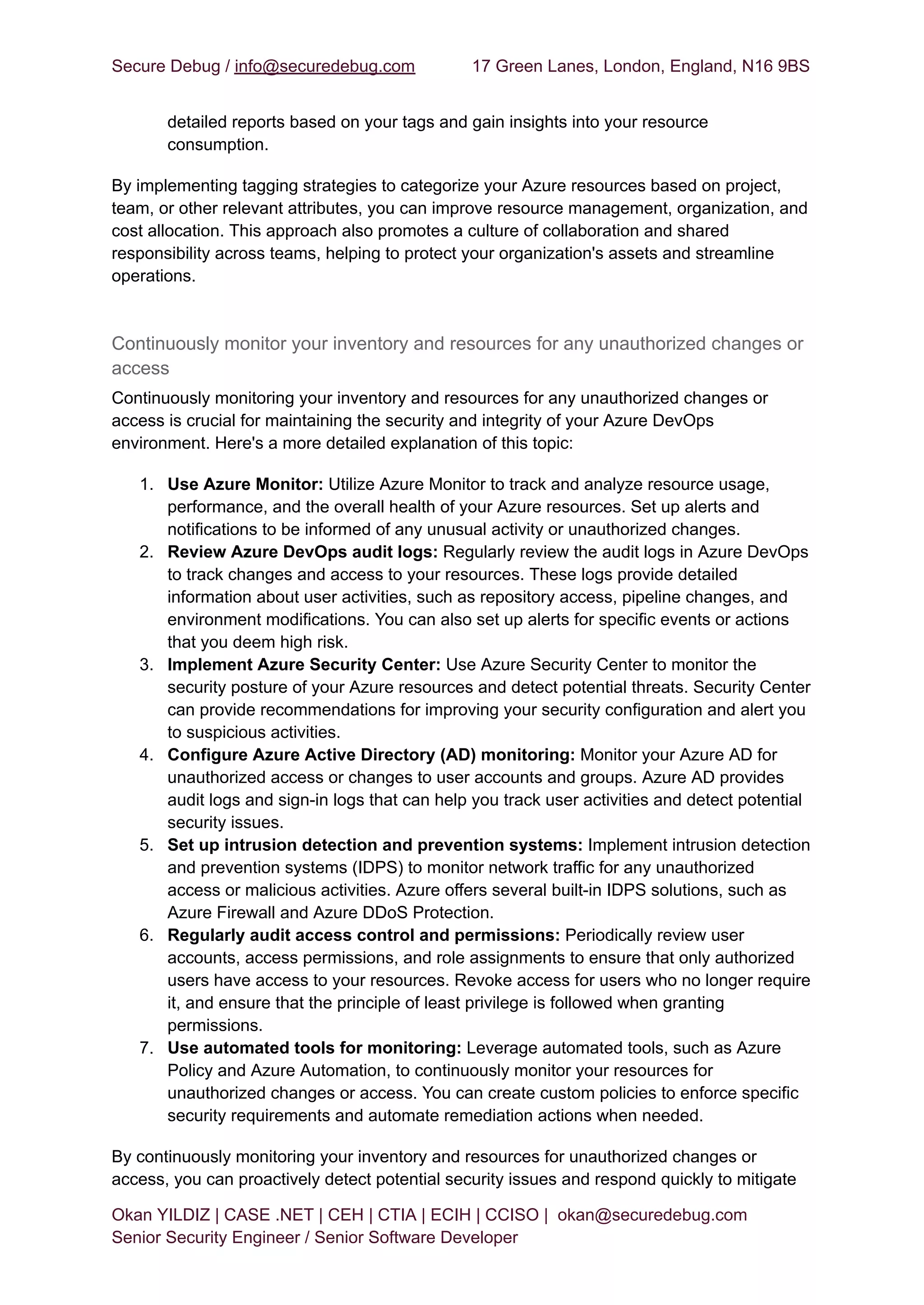 Azure Security Check List - Final.pdf | Cloud Computing | Internet