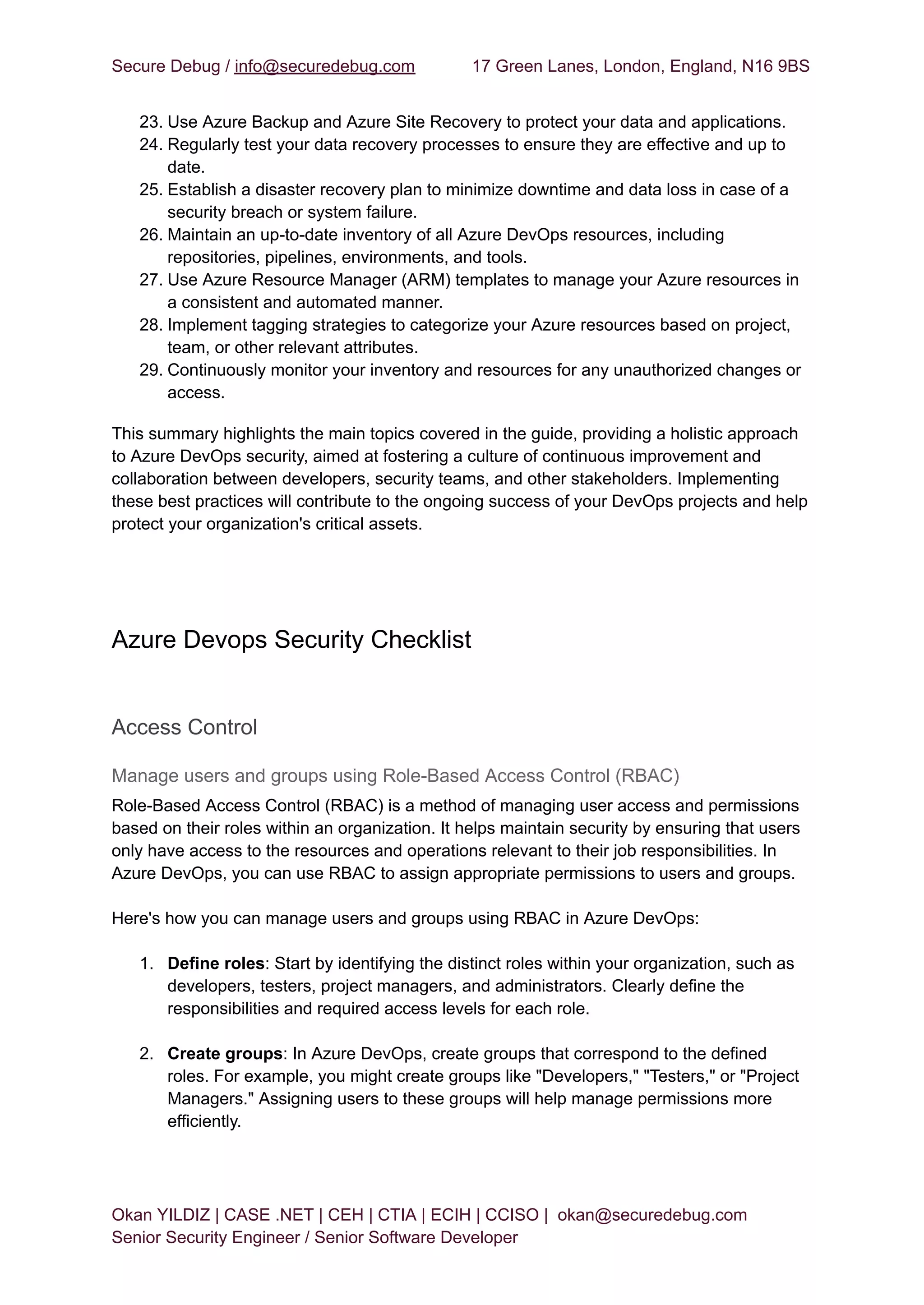 Azure Security Check List - Final.pdf | Cloud Computing | Internet
