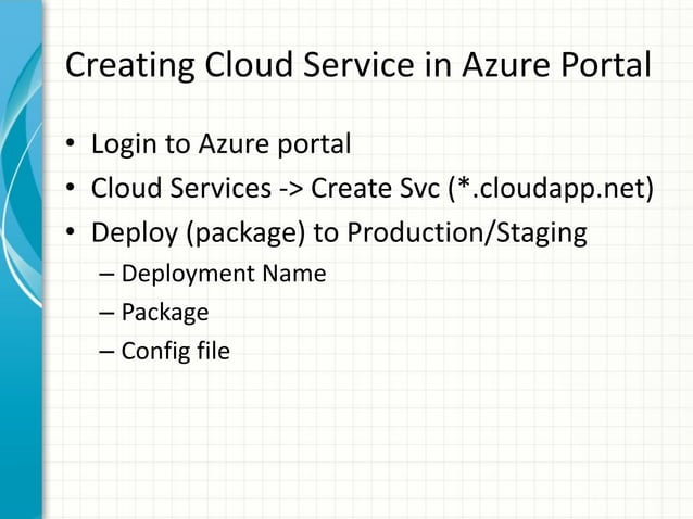 Azure series 2 creating a cloud service - web role | PPT