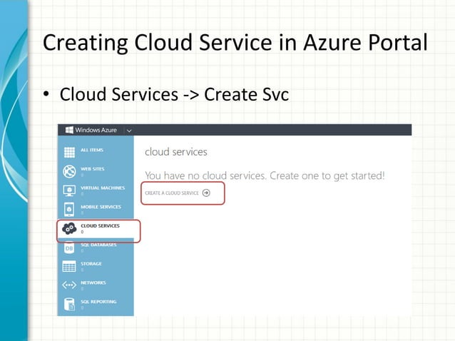 Azure series 2 creating a cloud service - web role | PPT
