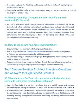 Azure Solution Architect Interview Questions By ScholarHat | PDF