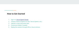 Designing Voice-Enabled Apps with Azure Speech Studio | PPTX