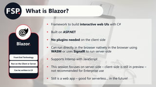 UK Azure User Group - Blazor and Azure (Tim Ebenezer) | PPT