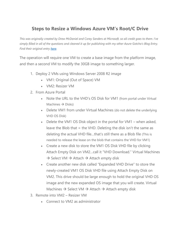 Azure vm resizing the os disk | PDF | Cloud Computing | Internet