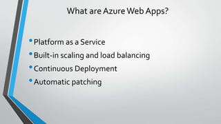 Azure Web Apps - Introduction | PPT