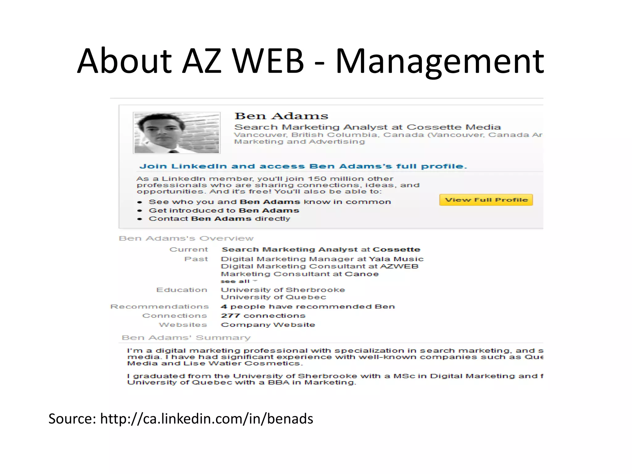 Az web company profiling example | PPTX