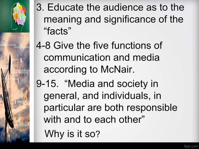 B 05 functions of communication and media | PPTX | Talk Show | Genres