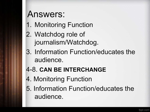 B 05 functions of communication and media | PPTX | Talk Show | Genres