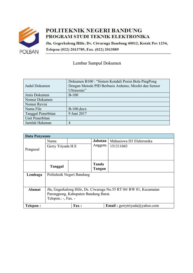Sistem Kendali Posisi Bola PingPong Dengan Metode PID Berbasis Arduino, Mosfet dan Sensor ...