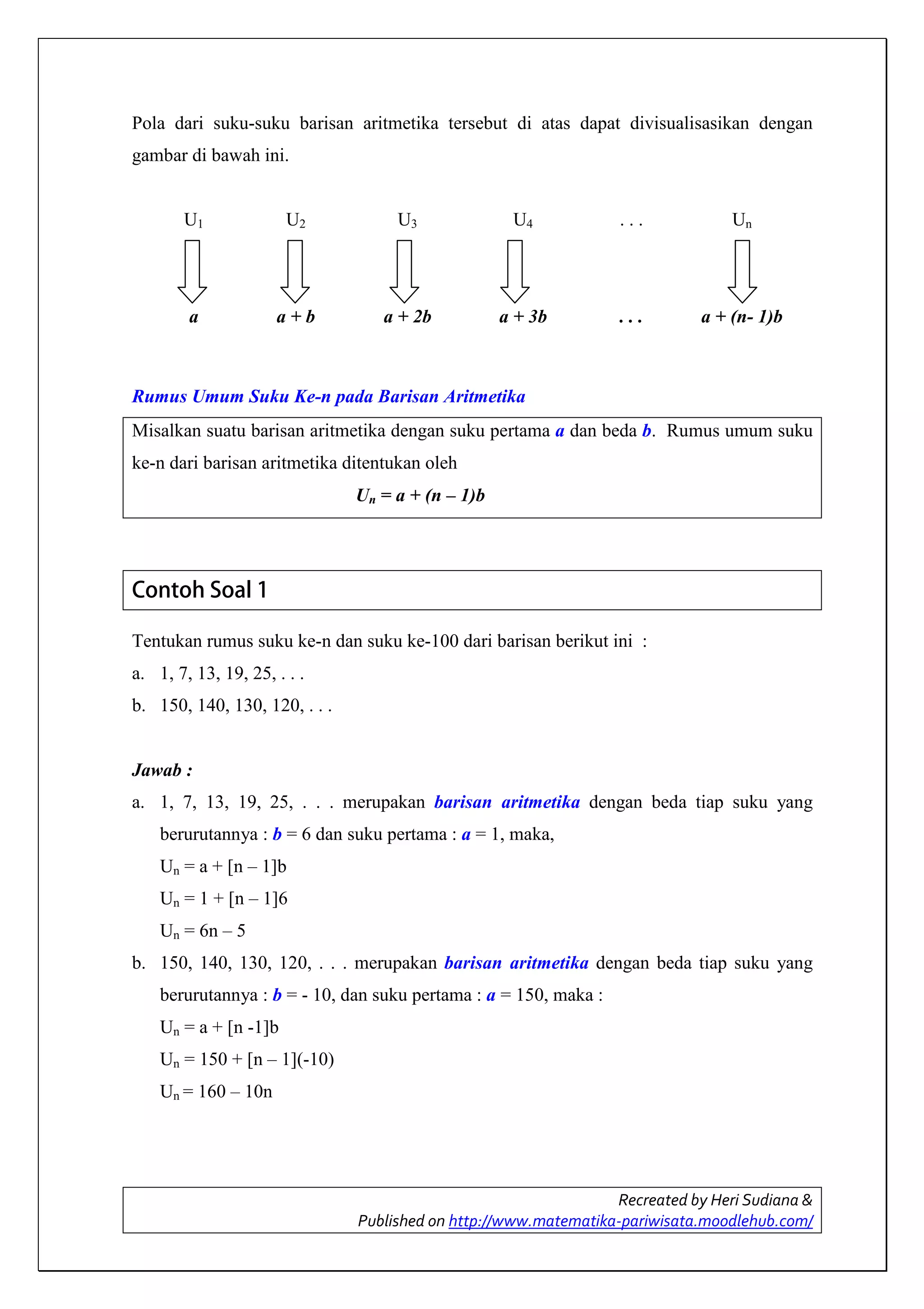 B. 1. rumus umum suku ke n pada barisan aritmetika | PDF
