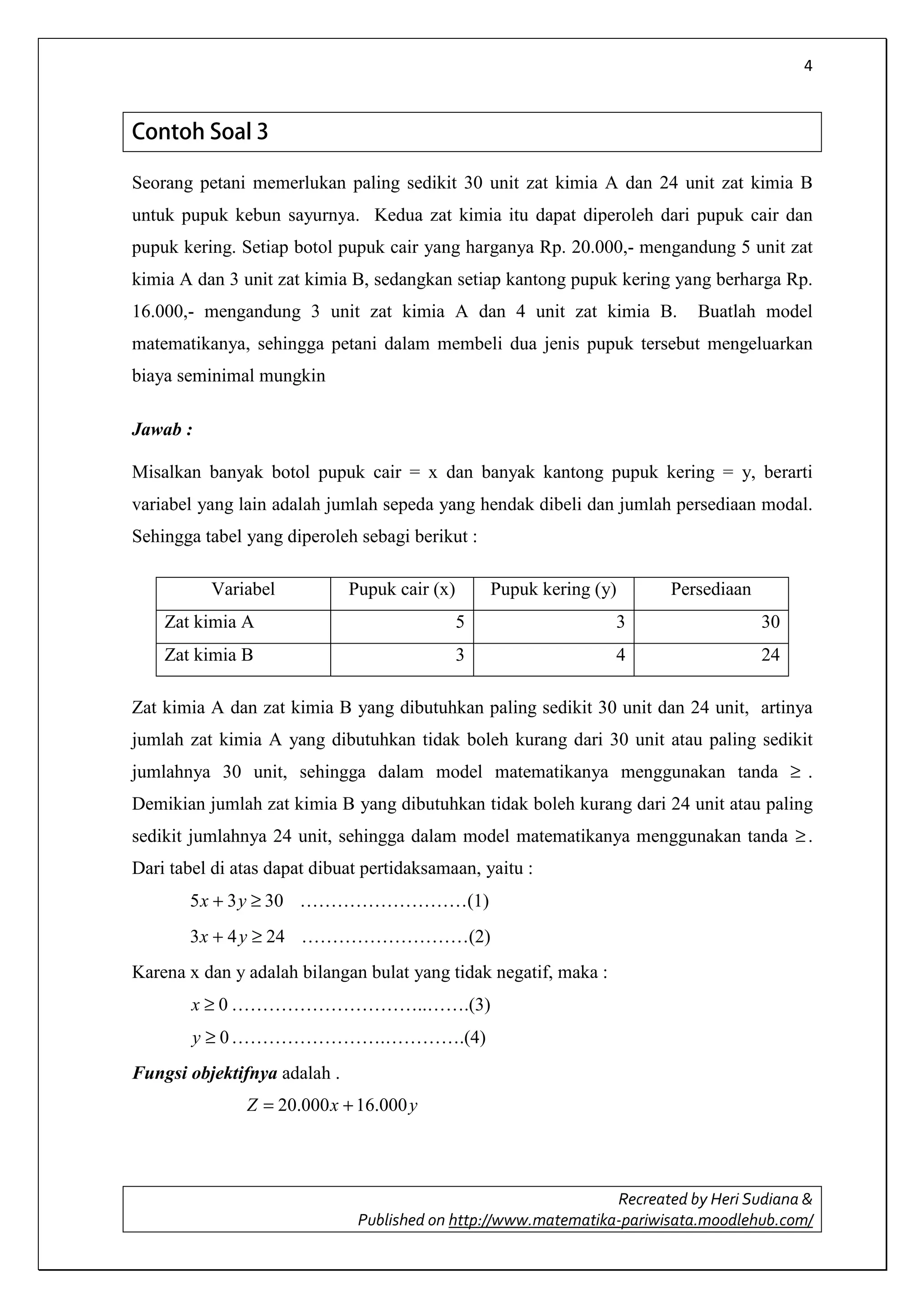 B. menentukan model matematika dari soal cerita | PDF