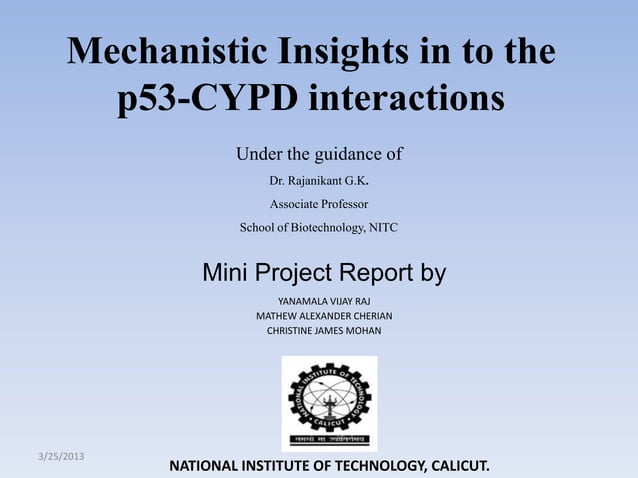 B.tech mini project computational biology NITC | PPT