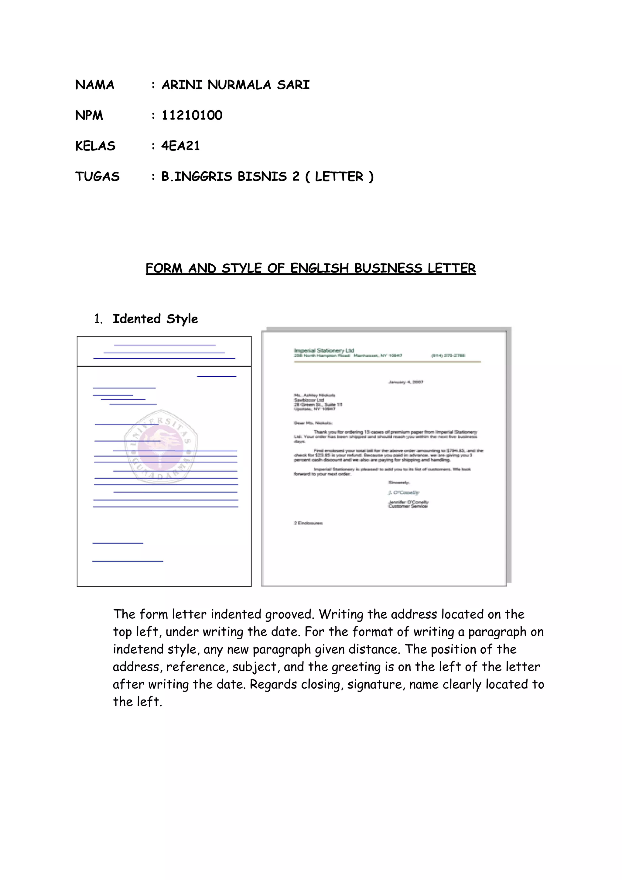 B, INGGRIS BISNIS 2 ( LETTER ) | PDF