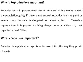 Reproduction, Excretion and Sensitivity - Elementary and Primary ...