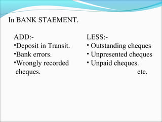 Bank Reconciliation Statement | PPT