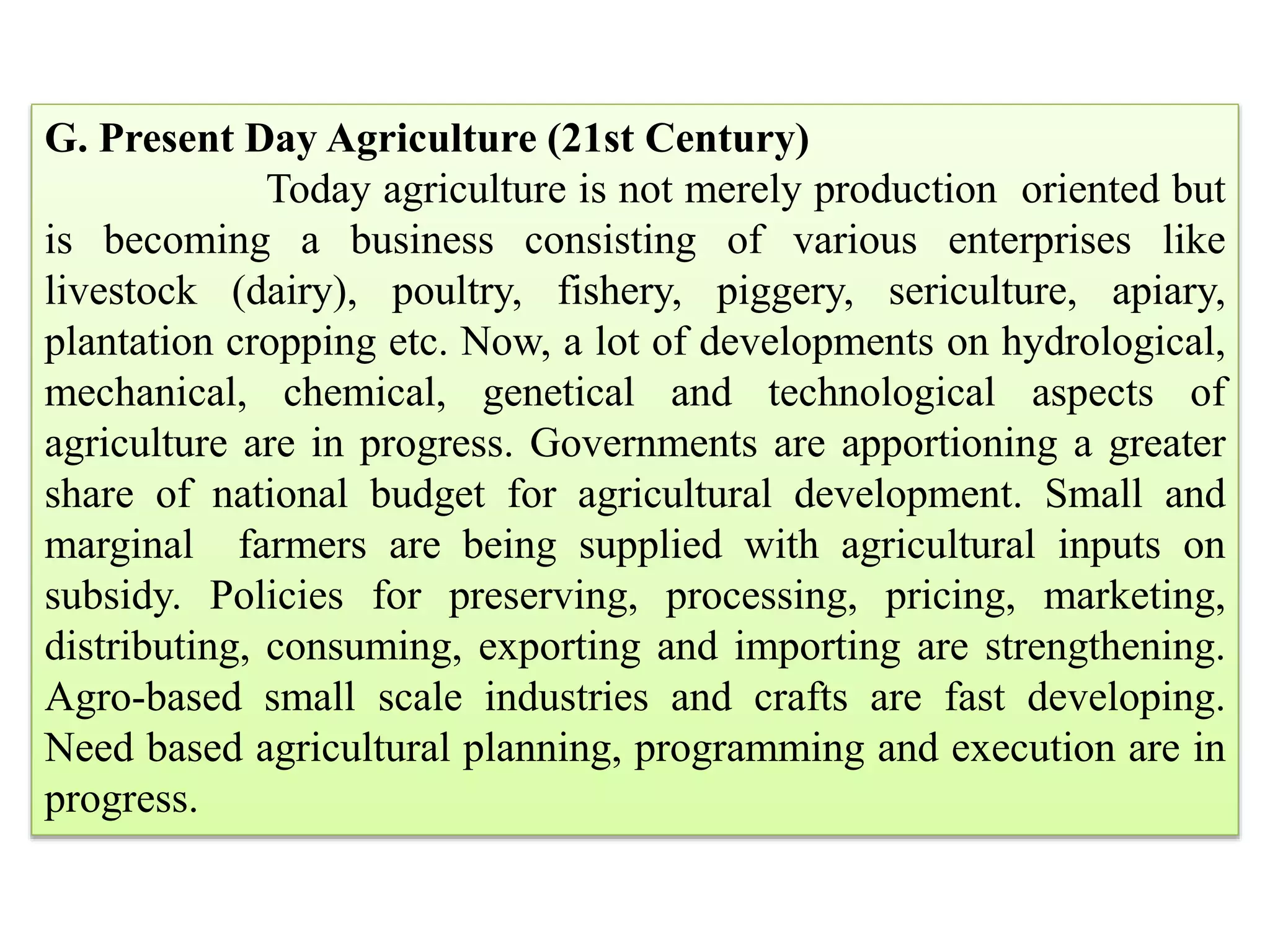 B.sc. agri i bo a unit 1 introduction of agriculture | PPTX