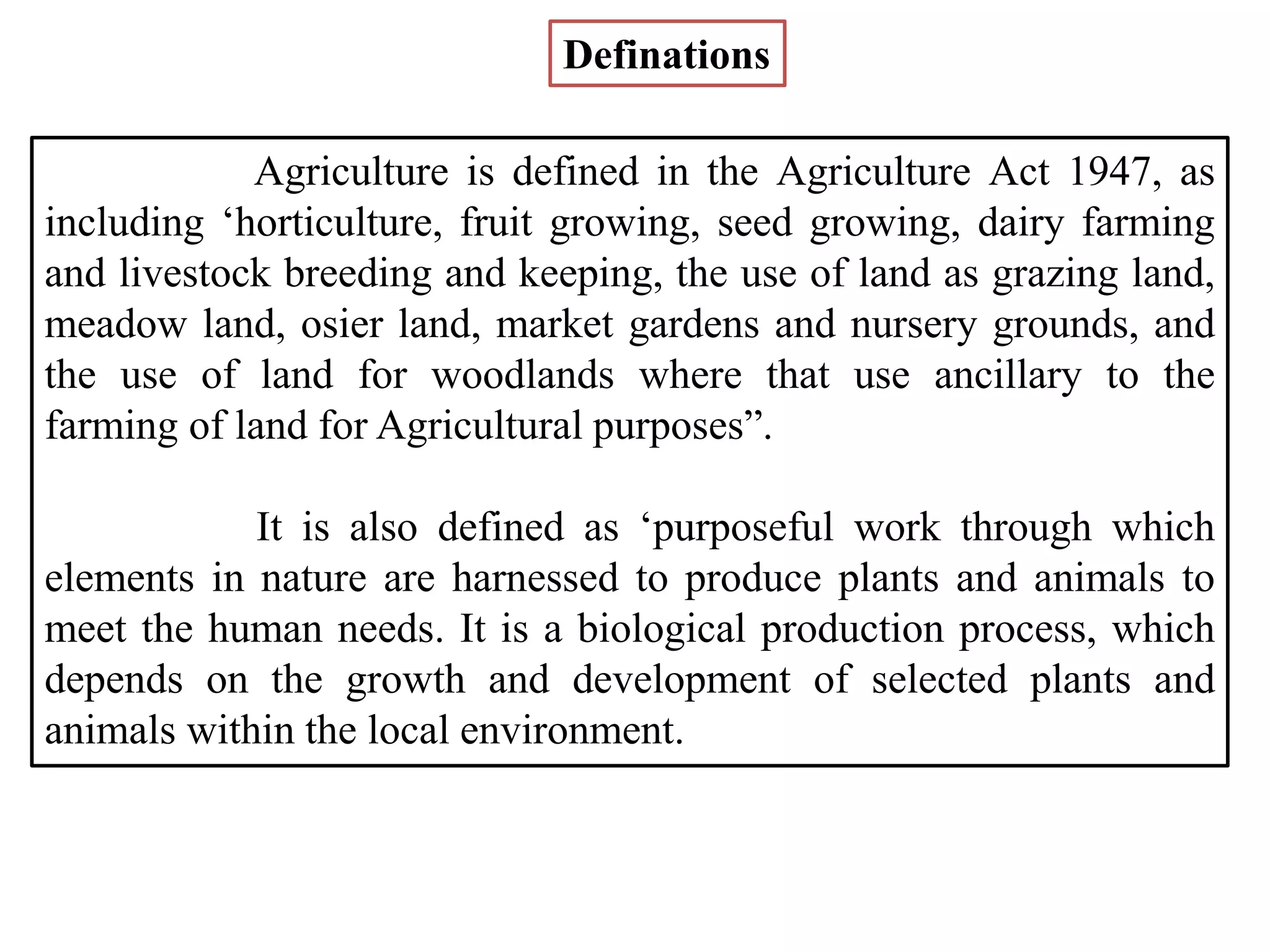 B.sc. agri i bo a unit 1 introduction of agriculture | PPTX