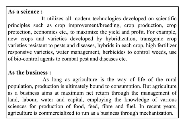 B.sc. agri i bo a unit 1 introduction of agriculture | PPTX ...
