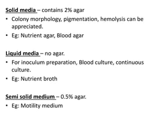B.sc. Microbiology Bacteriology Unit 4.2 Culture Media | PPT