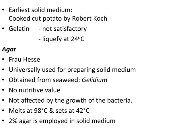 B.Sc. Microbiology II Bacteriology Unit 4.2 Culture Media | PPT
