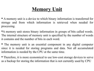 B.sc cs-ii-u-1.7 digital logic circuits, digital component memory unit ...